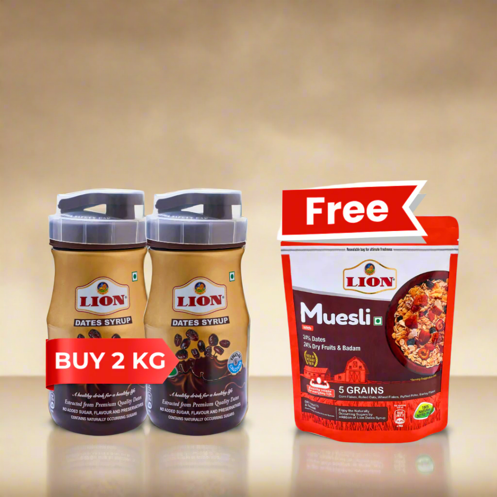 Lion Dates Syrup 2 Kg - Buy & Get 250g Muesli Free | No Added Sugar