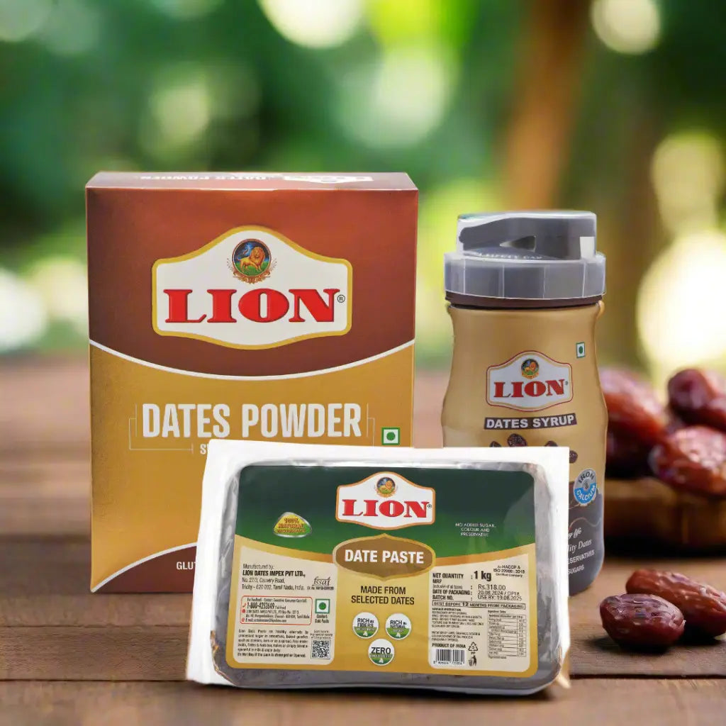 Lion Dates Trio Bundle – Dates Syrup (1kg), Dates Powder (500g) & Date